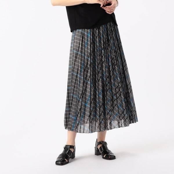 K．T キヨコ タカセ（K．T KIYOKO TAKASE）/〔 Sサイズ 〕 シアーリネンチェック プリーツスカート