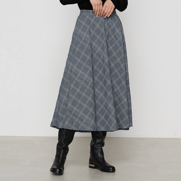 K．T キヨコ タカセ（K．T KIYOKO TAKASE）/【セットアップ対応】チェック転写プリント フレアスカート