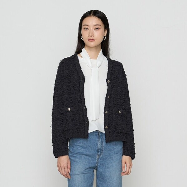 K．T キヨコ タカセ（K．T KIYOKO TAKASE）/〔 TALLサイズ 〕 ツイードニット カーディガン