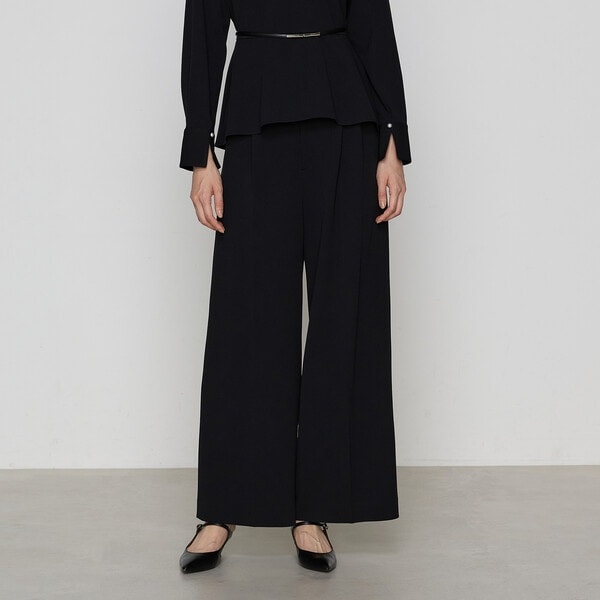 K．T キヨコ タカセ（K．T KIYOKO TAKASE）/【セットアップ対応】トリアセバックサテンジョーゼット ワイドパンツ