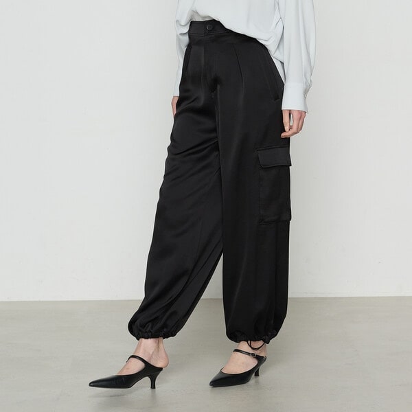 K．T キヨコ タカセ（K．T KIYOKO TAKASE）/〔 Sサイズ 〕 トリアセテート／ポリエステルサテン カーゴパンツ