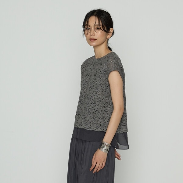 K．T キヨコ タカセ（K．T KIYOKO TAKASE）/リネンコードレース レイヤード風ブラウス K．T キヨコ タカセ（K．T KIYOKO TAKASE）/リネンコードレース