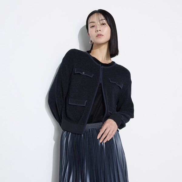 K．T キヨコ タカセ（K．T KIYOKO TAKASE）/モールジャカードニット ジップアップカーディガン