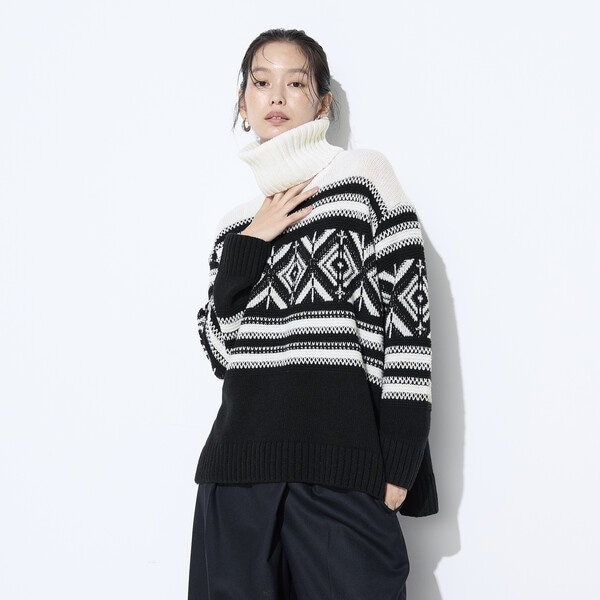 K．T キヨコ タカセ（K．T KIYOKO TAKASE）/〔 Sサイズ 〕 ジャカード編み スヌード付きニットプルオーバー