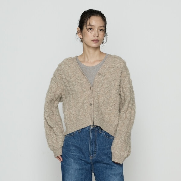 K．T キヨコ タカセ（K．T KIYOKO TAKASE）/〔 TALLサイズ 〕 パイル編み  Vネックカーディガン