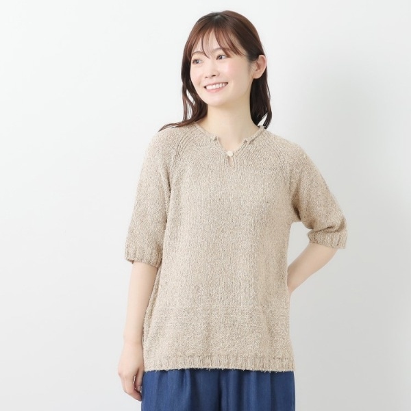 ローラ アシュレイ（LAURA ASHLEY）/【限定店舗展開日本製ワンマイルウエア】シルクネップ混 半袖プルオーバー