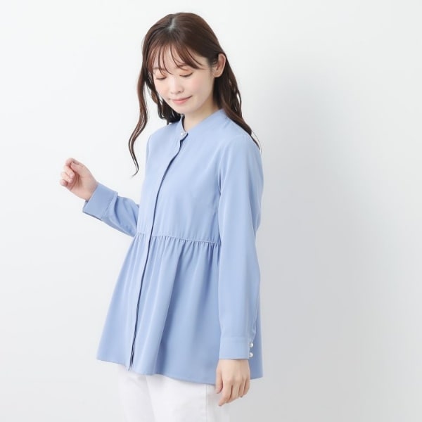 ローラ アシュレイ（LAURA ASHLEY）/【羽織りに使える／パール調ボタン 】ペプラムブラウス