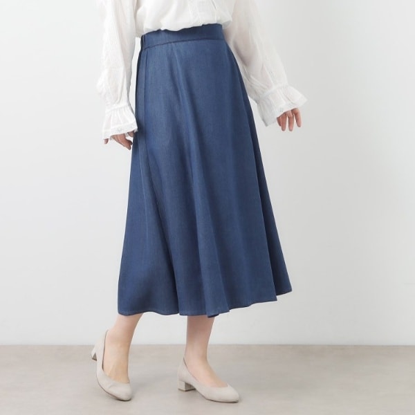 ローラ アシュレイ（LAURA ASHLEY）/【脇ファスナーあり／ウエストゴム】セルロース デニムスカート