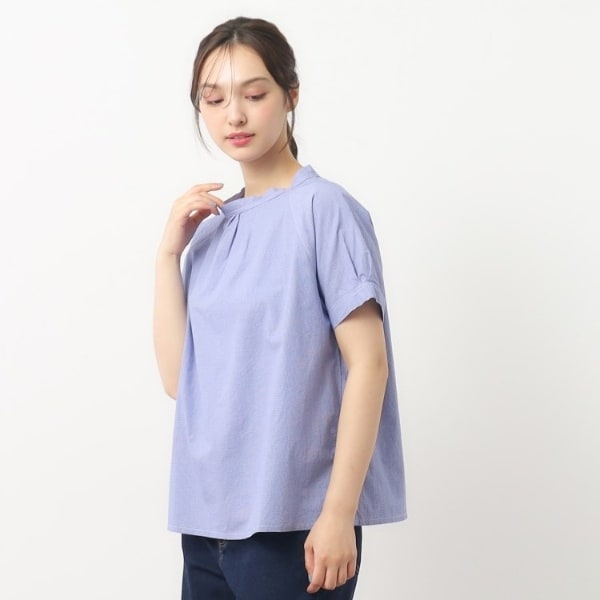 ローラ アシュレイ（LAURA ASHLEY）/【日本製ワンマイルウエア】スタンドカラー半袖ブラウス