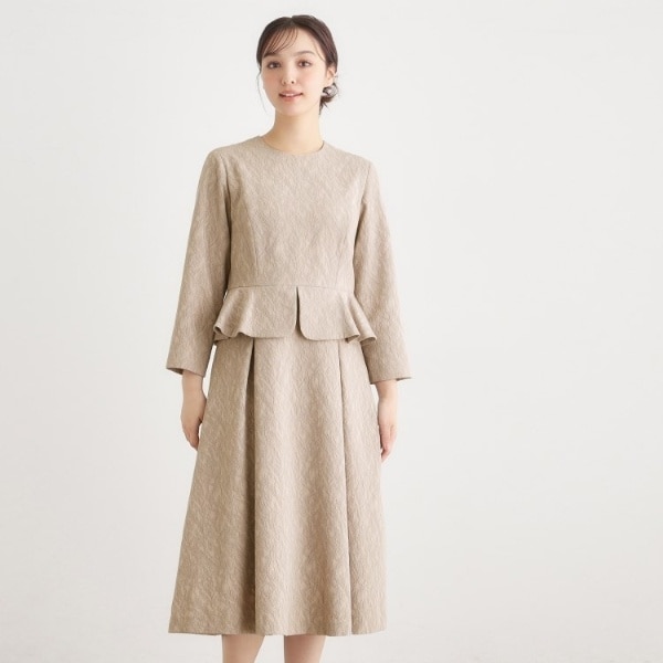 【NEW】ローラ アシュレイ（LAURA ASHLEY）/ペプラム風ジャカードワンピース