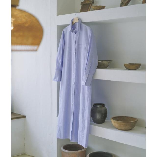 サロン アダム エ ロペ（SALON adam et rope’ ）/【NIPPON CULTURE】タイプライターロングシャツワンピース/無地・ストライプ