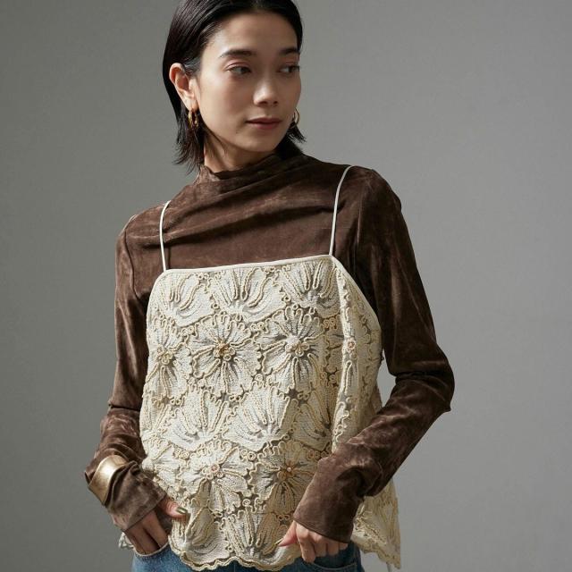 CHI'S RENAIS シーズ・ルネス コットンシルクリブ レース ブラトップ