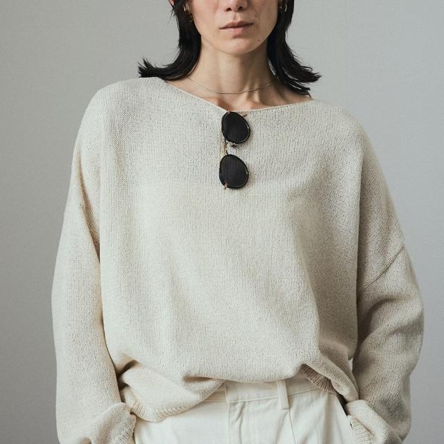 サロン アダム エ ロペ（SALON adam et rope’ ）/ペーパーヤーンプルオーバー［吸水速乾・洗える］