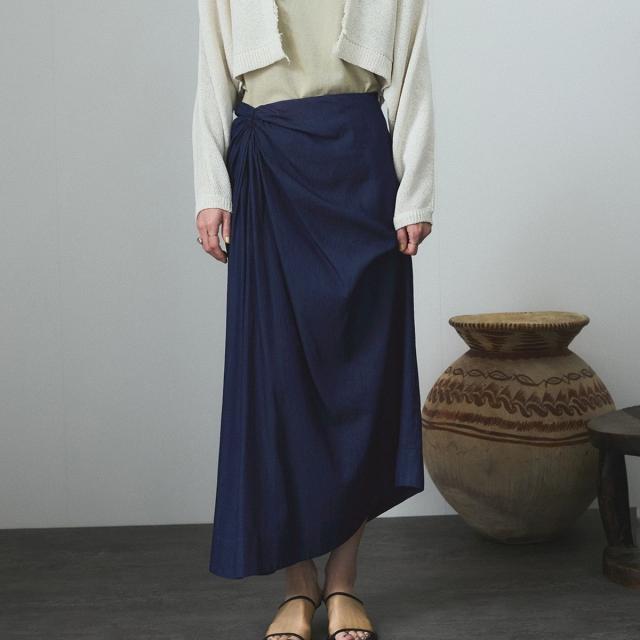 サロン アダム エ ロペ（SALON adam et rope’ ）/【セットアップ対応】デニムアシンメトリードレープスカート