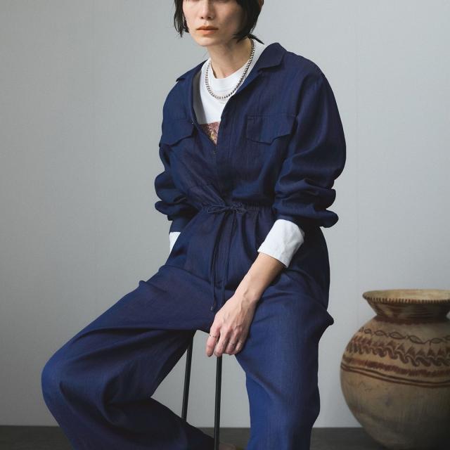 サロン アダム エ ロペ（SALON adam et rope’ ）/オープンカラーリラクシーデニムオールインワン