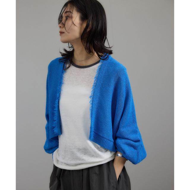 サロン アダム エ ロペ（SALON adam et rope’ ）/ペーパーヤーンクロップドカーディガン/ボレロ［吸水速乾・洗える］