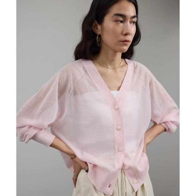 サロン アダム エ ロペ（SALON adam et rope’ ）/ブライトラメVネックシアーカーディガン［一部WEB限定カラー・手洗い可能］