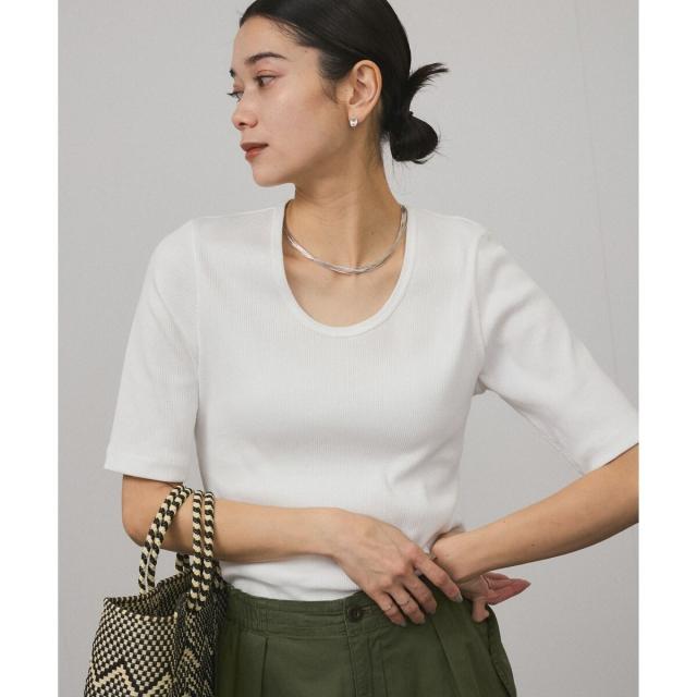 サロン アダム エ ロペ（SALON adam et rope’ ）/［UVケア・洗える］プリマベールファームリーリブハーフスリーブTシャツ