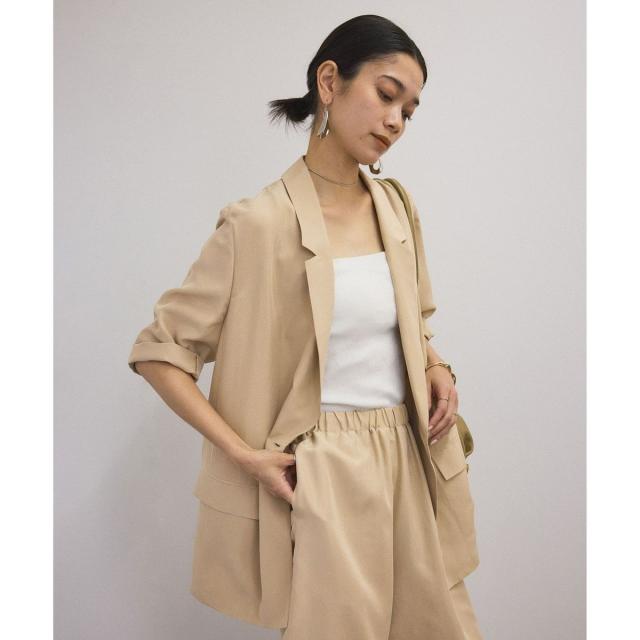 サロン アダム エ ロペ（SALON adam et rope’ ）/[25SS]GENTLE SILK ハーフスリーブジャケット【セットアップ対応・洗える】