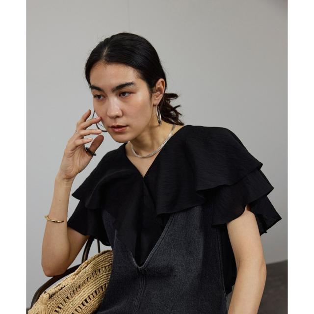 サロン アダム エ ロペ（SALON adam et rope’ ）/シルクブレンドラッフルカラーブラウス