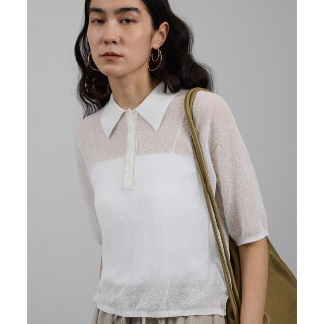 サロン アダム エ ロペ（SALON adam et rope’ ）/シアークレープクロップドポロシャツ