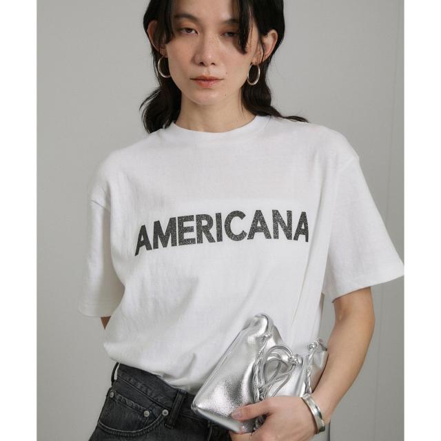 サロン アダム エ ロペ（SALON adam et rope’ ）/【Americana（アメリカーナ）】ラフィー丸胴 ロゴプリントTシャツ / レタリングTシャツ