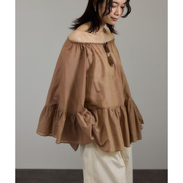 サロン アダム エ ロペ（SALON adam et rope’ ）/コットンシルクレジェールフレアブラウス