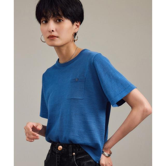 サロン アダム エ ロペ（SALON adam et rope’ ）/クロップドハーフスリーブリネンニット［ドライタッチ・洗える］