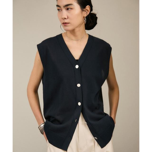 サロン アダム エ ロペ（SALON adam et rope’ ）/【WEB限定】ドライタッチメタルボタンニットジレ / ベスト［洗える］