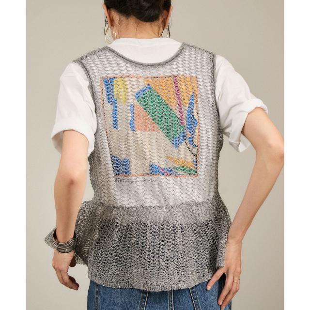 サロン アダム エ ロペ（SALON adam et rope’ ）/ブライトニットレースフレアージレ / ベスト［前後2WAY］