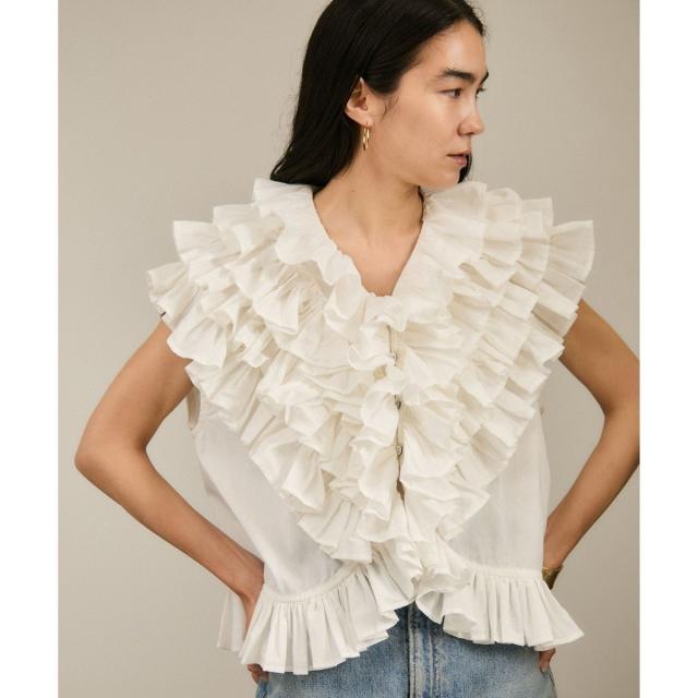 サロン アダム エ ロペ（SALON adam et rope’ ）/【crinkle crinkle crinkle】別注フリルポンチョノースリーブブラウス