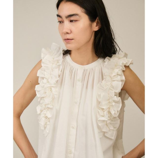 サロン アダム エ ロペ（SALON adam et rope’ ）/【crinkle crinkle crinkle】別注side frill no sleeve bl