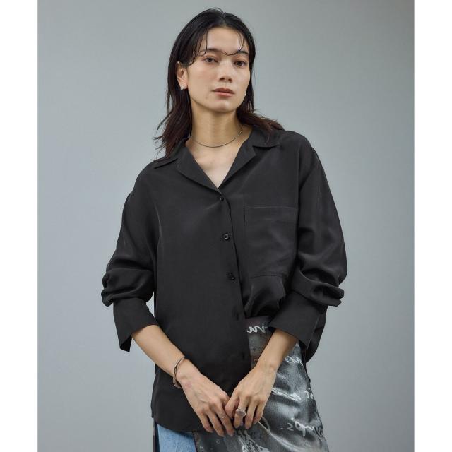 サロン アダム エ ロペ（SALON adam et rope’ ）/[25AW]GENTLE SILK オープンカラーシャツ / セットアップ対応・洗える