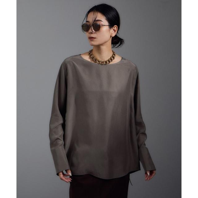 サロン アダム エ ロペ（SALON adam et rope’ ）/[25AW]GENTLE SILK ロングスリーブプルオーバー【セットアップ対応・洗える】