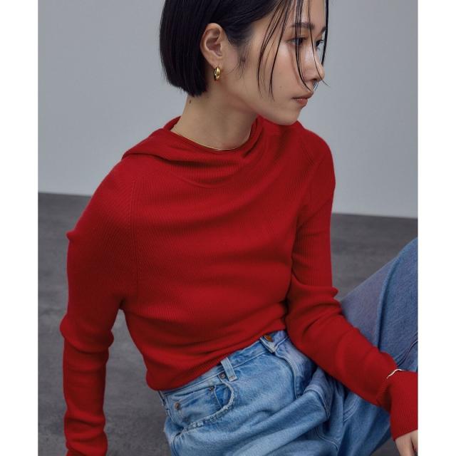 サロン アダム エ ロペ（SALON adam et rope’ ）/ハイゲージリブニットフードプルオーバー / イージーケア