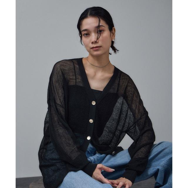 サロン アダム エ ロペ（SALON adam et rope’ ）/ウール混シアークレープVネックカーディガン