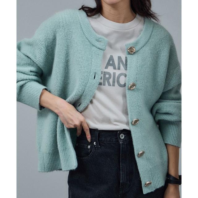 サロン アダム エ ロペ（SALON adam et rope’ ）/【WEB限定】2WAYニュアンスメタルボタンシャギークルーカーディガン 2 / 新色追加