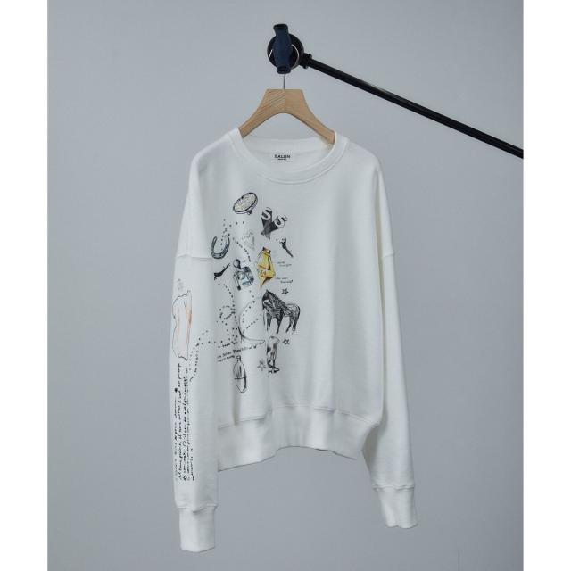 サロン アダム エ ロペ（SALON adam et rope’ ）/アズマ裏毛スケッチプリントスウェット
