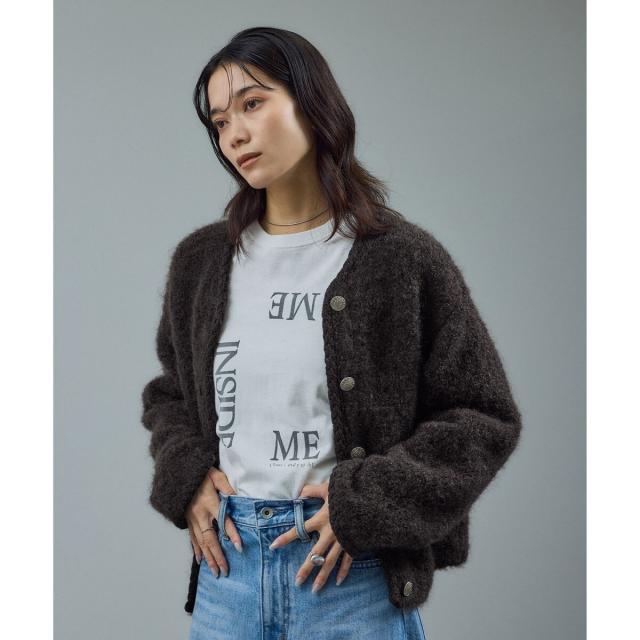 サロン アダム エ ロペ（SALON adam et rope’ ）/プードルニットクルーネックカーディガン