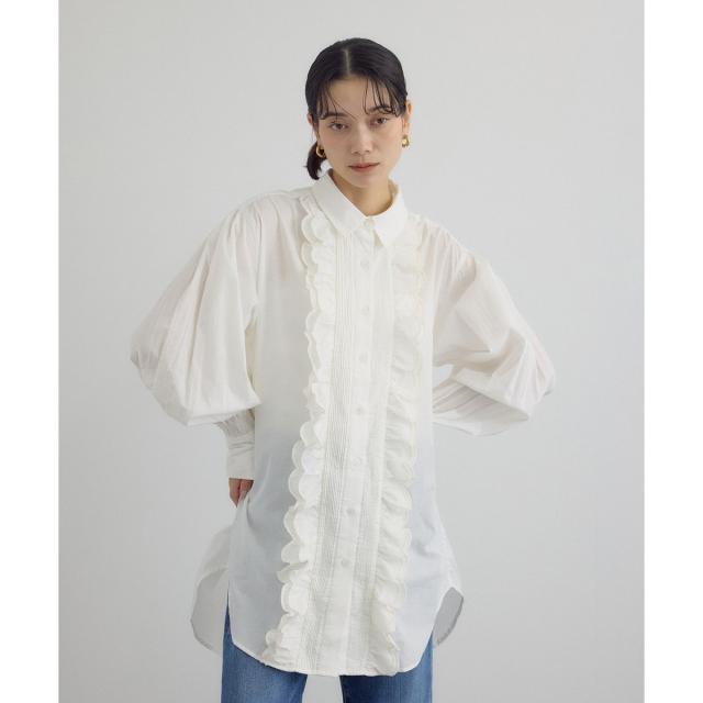 サロン アダム エ ロペ（SALON adam et rope’ ）/【crinkle crinkle crinkle】フロントスカラップリボンブラウス