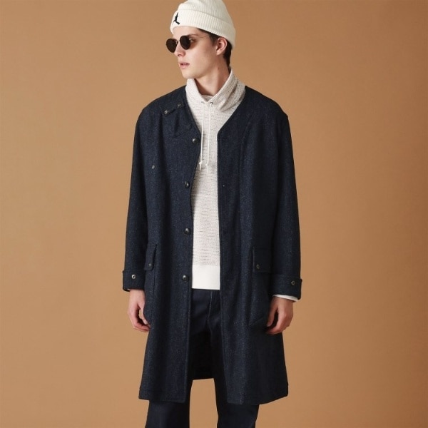 フォーティーカラッツ アンド ゴーニーゴ（40CARATS&525）/ウールヘリンボン ノーカラーコート