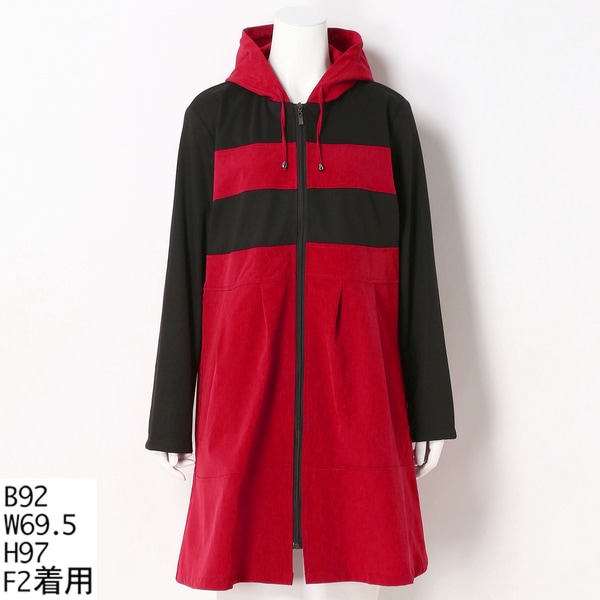 クインティ（QUINTY）/【大きいサイズ】異素材ロングジップパーカー