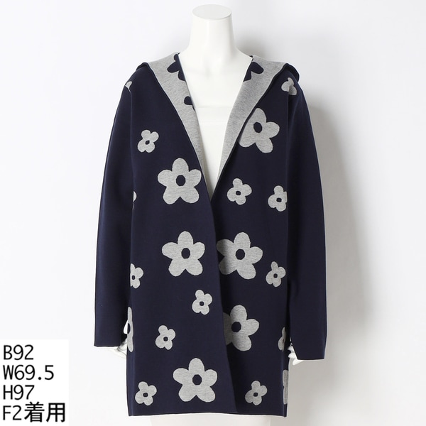 クインティ（QUINTY）/【大きいサイズ　レディース】フラワージャガードニットカーディガン