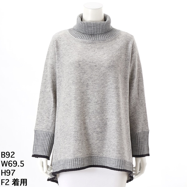 クインティ（QUINTY）/【大きいサイズレディース】ふんわりタートルネック切り替えニットプルオーバー
