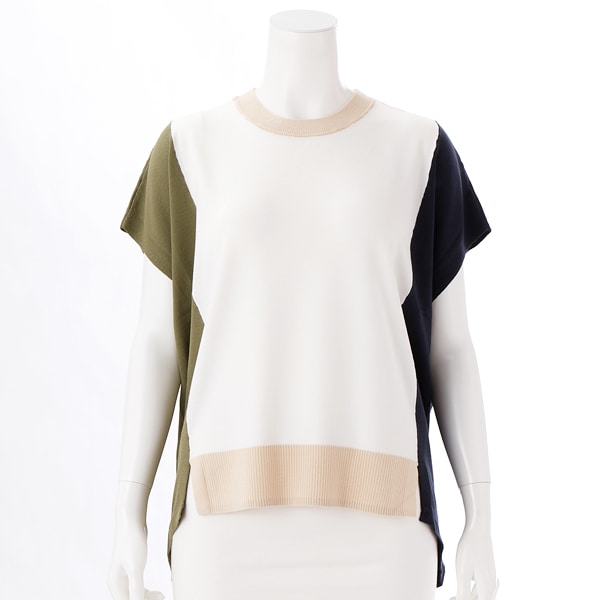 クインティ（QUINTY）/【大きいサイズレディース】ラウンドヘム配色ベスト