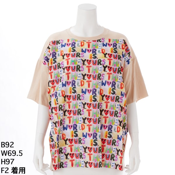 クインティ（QUINTY）/【大きいサイズレディース】アルファベット＆ハート柄コットン100％Tシャツ