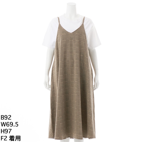 クインティ（QUINTY）/【大きいサイズレディース】ジーケリーグレンチェックキャミソールドレス【日本製】