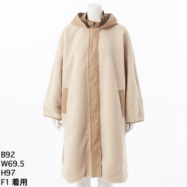 クインティ（QUINTY）/【大きいサイズレディース】異素材×ボアカジュアルロングジャケット