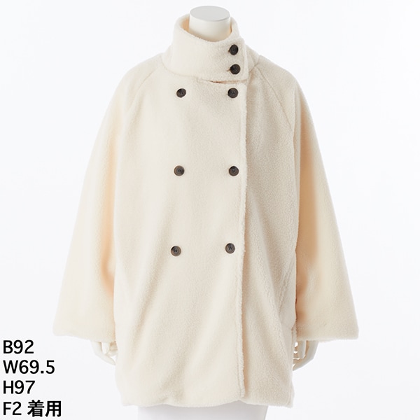 クインティ（QUINTY）/【大きいサイズのレディース】ボアハイネックハーフコート