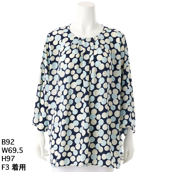 クインティ（QUINTY）/【大きいサイズレディース】デシンドットブラウス【日本製】